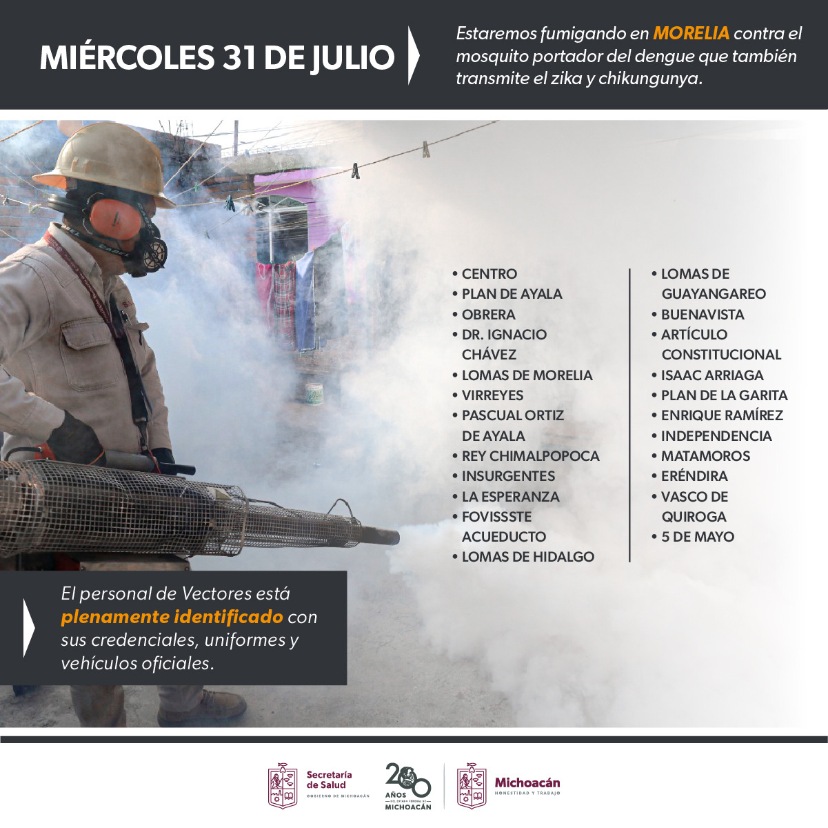 SSM fumigará 23 colonias de Morelia para combatir el dengue – El Clarín